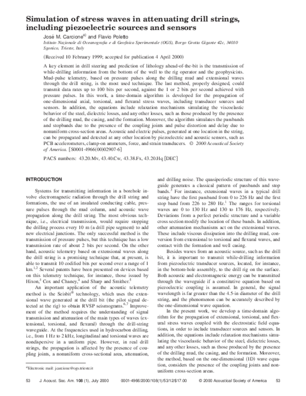 (PDF) Simulating Stress Wave Propagation in Drill Strings