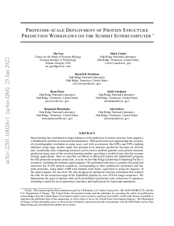 (PDF) Proteome-scale Deployment of Protein Structure Prediction ...