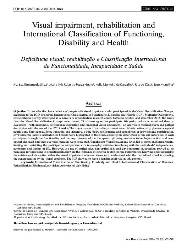 (PDF) Visual impairment, rehabilitation and International ...