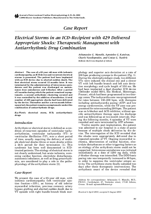 (PDF) Case Report: Electrical Storms in an ICD-Recipient with 429 ...