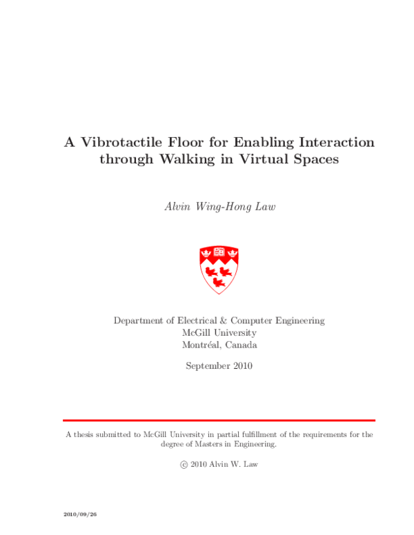 Pdf A Vibrotactile Floor For Enabling Interaction Through Walking In Virtual Spaces