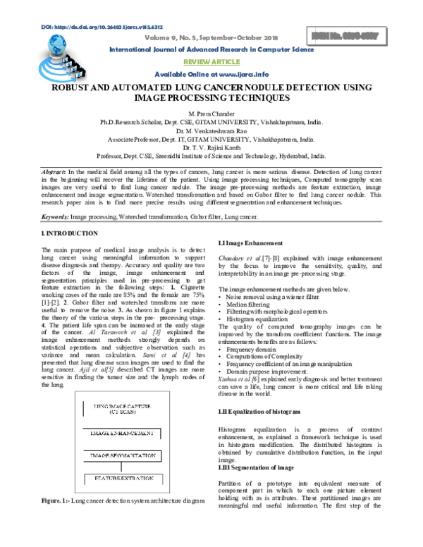 (PDF) Robust and Automated Lung Cancer Nodule Detection Using Image ... (PDF) Robust and Automated Lung Cancer Nodule Detection Using Image ...