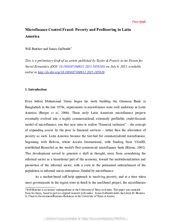 (PDF) Microfinance Control Fraud in Latin America