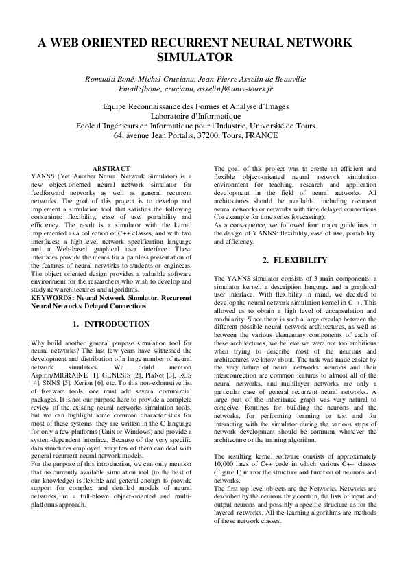 (PDF) A Web Oriented Recurrent Neural Network Simulator