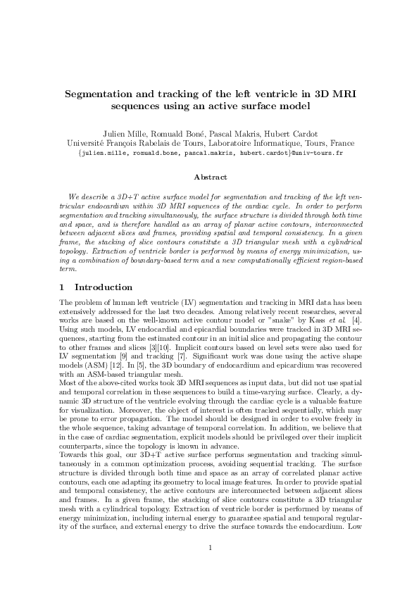 (PDF) Segmentation and Tracking of the Left Ventricle in 3D MRI Sequences Using an Active ...