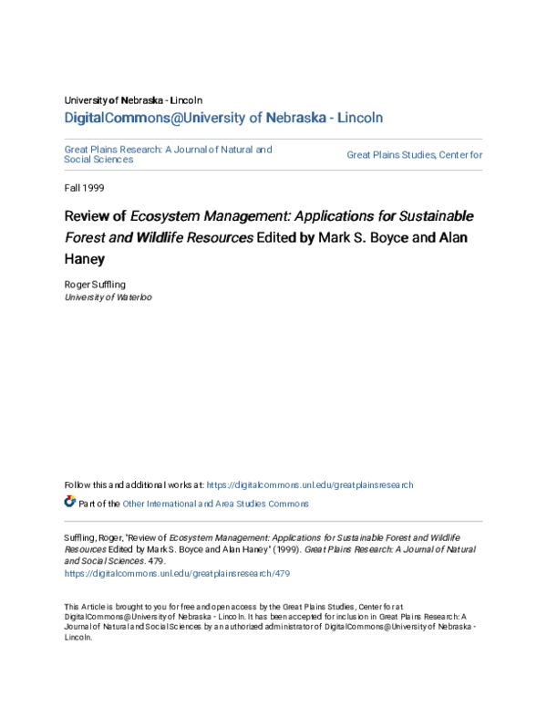 (PDF) Review of \u3ci\u3eEcosystem Management: Applications for ...