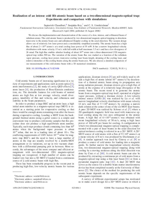 (PDF) Realization of an intense cold Rb atomic beam based on a two ...