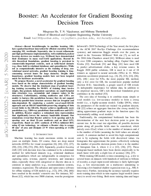 Pdf Booster An Accelerator For Gradient Boosting Decision Trees Training And Inference