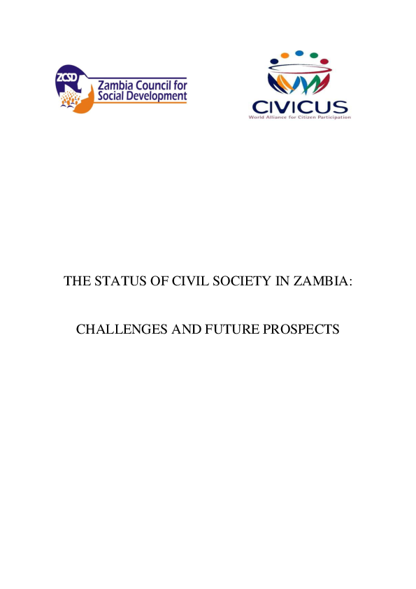 (PDF) The Status of Civil Society in Zambia: Challenges and Future ...