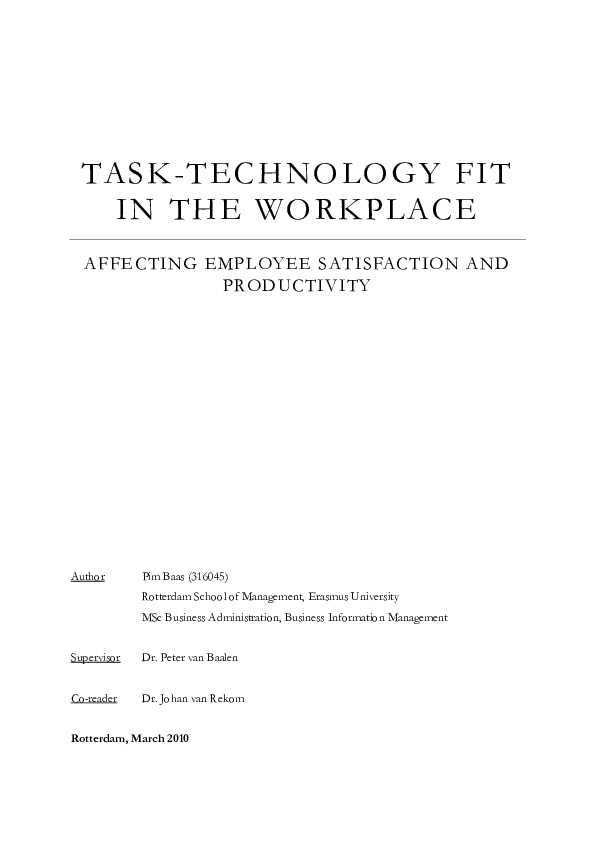 (PDF) Task-Technology Fit in the Workplace Affecting Employee ...