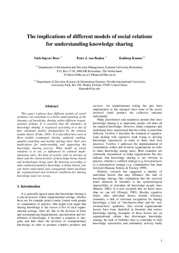 (PDF) The Implications of Different Models of Social Relations for Understanding Knowledge ...
