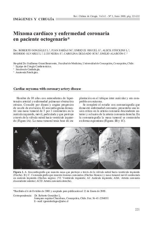 (PDF) Mixoma cardíaco y enfermedad coronaria en paciente octogenario