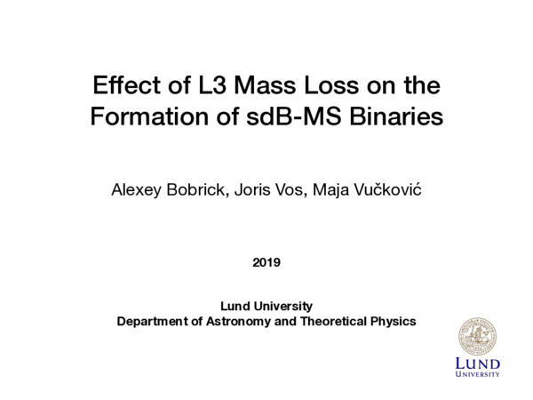 (PDF) Effect of L3 Mass Loss on the Formation of sdB-MS Binaries