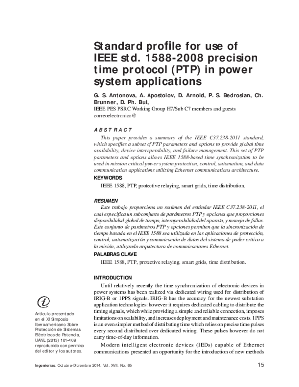 (PDF) Standard profile for use of IEEE std 1588-2008 precision time protocol (PTP) in power ...