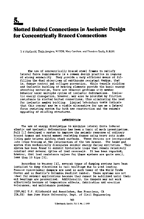 (PDF) Slotted Bolted Connections in Aseismic Design for Concentrically ...