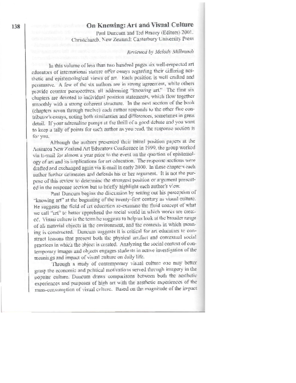 (PDF) Book Review: On Knowing: Art Visual Culture, by Paul Duncum and ...