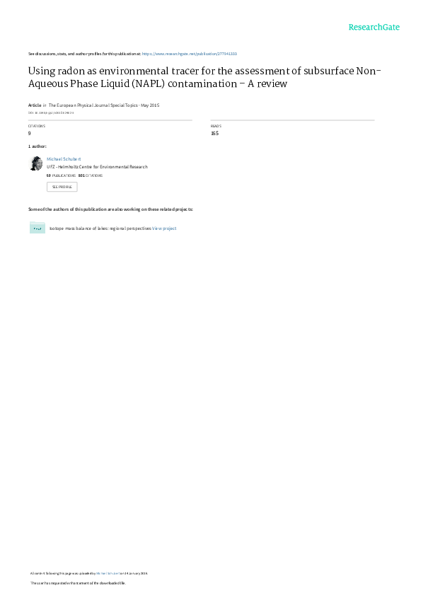 (PDF) Using radon as environmental tracer for the assessment of ...