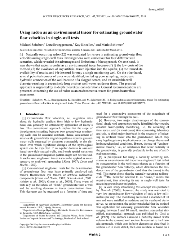 (PDF) Using radon as an environmental tracer for estimating groundwater ...