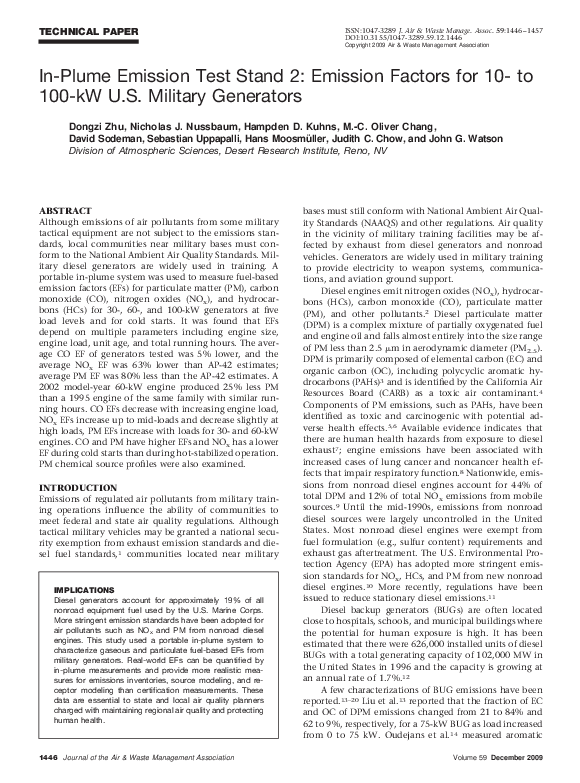 (PDF) In-Plume Emission Test Stand 2: Emission Factors for 10- to 100 ...