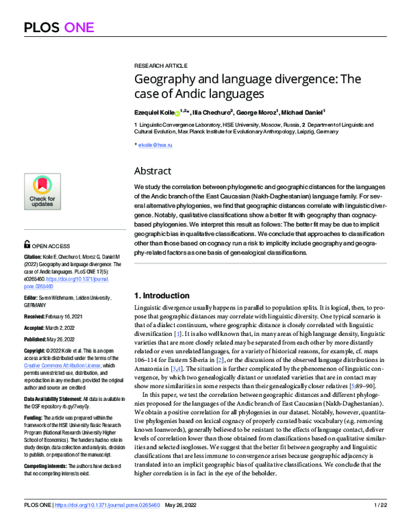 (PDF) Geography and language divergence: The case of Andic languages