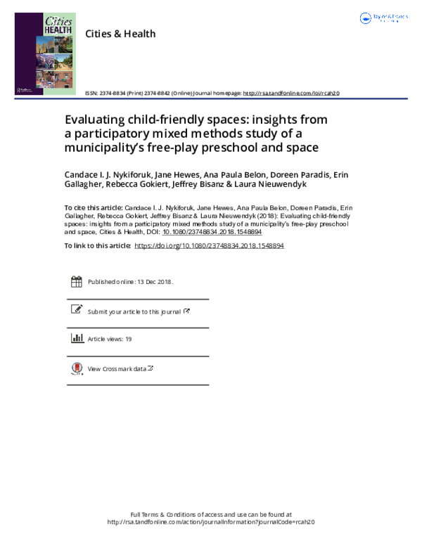 (PDF) Evaluating child-friendly spaces: insights from a participatory ...