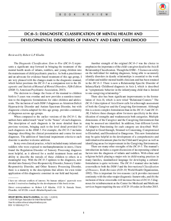(PDF) DC:0-5: Diagnostic Classification of Mental Health and ...