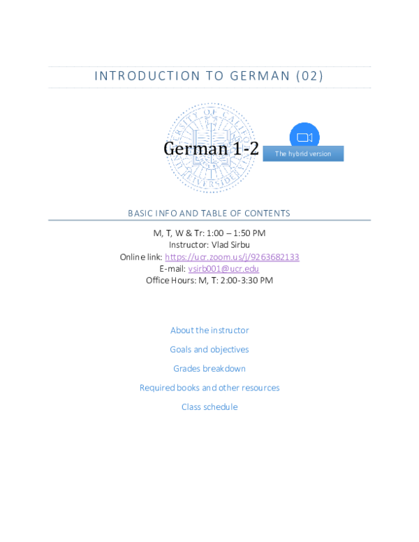 (PDF) Introduction to German Language, Beginner-Advanced
