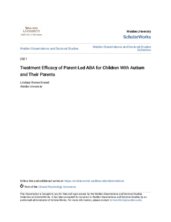 (PDF) Treatment Efficacy of Parent-Led ABA for Children With Autism and ...