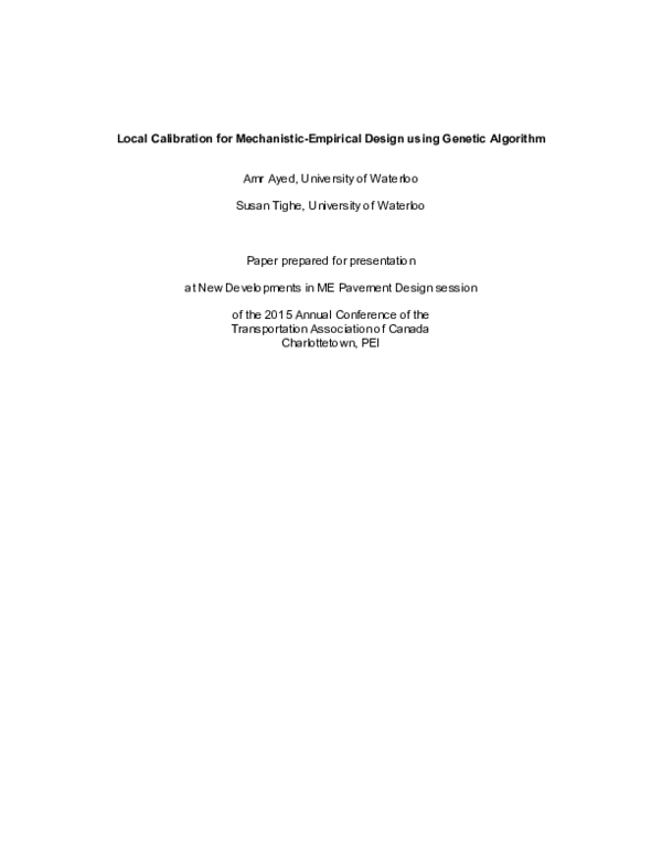 (PDF) Local Calibration for Mechanistic-Empirical Design Using Genetic Algorithm
