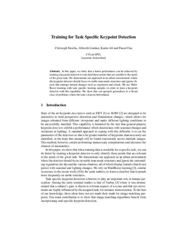 (PDF) Training for Task Specific Keypoint Detection