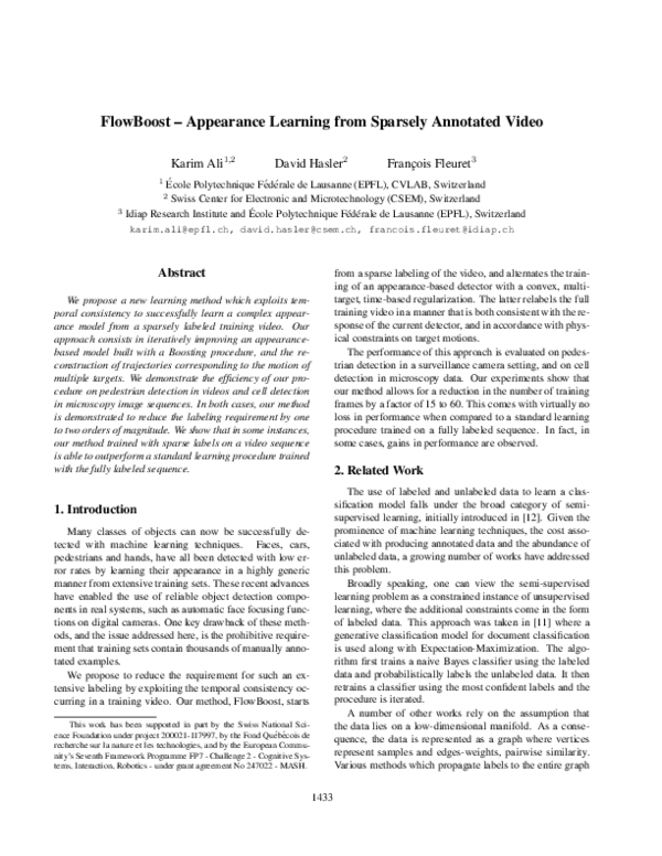 Pdf Flowboost — Appearance Learning From Sparsely Annotated Video