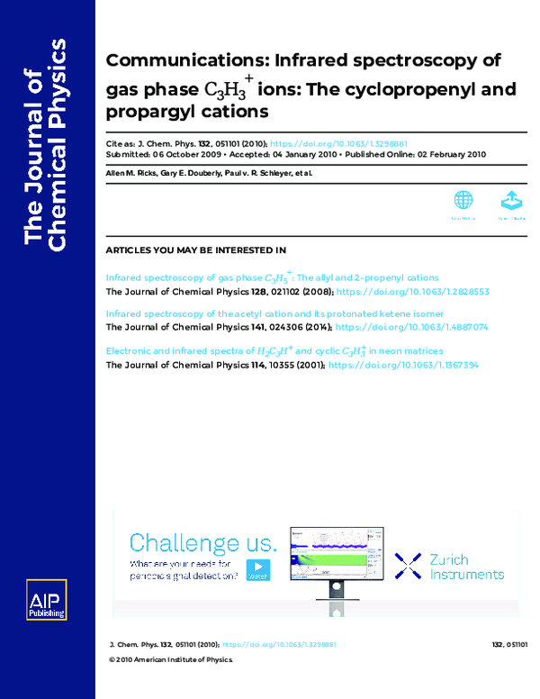 (PDF) Communications: Infrared spectroscopy of gas phase C3H3+ ions ...