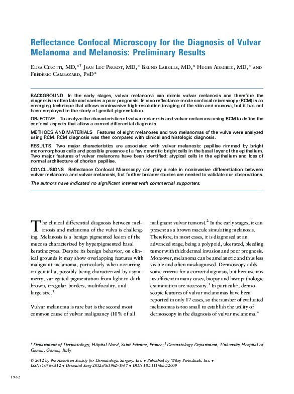 (PDF) Reflectance Confocal Microscopy for the Diagnosis of Vulvar Melanoma and Melanosis ...