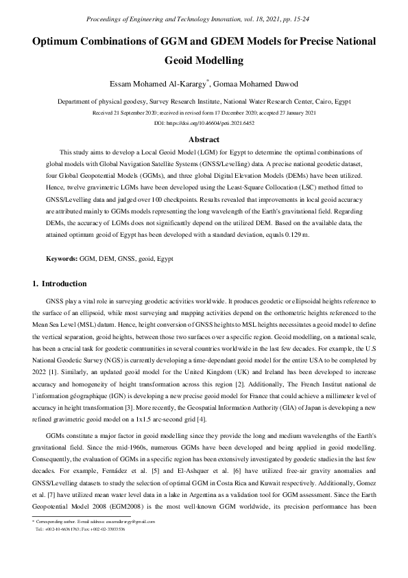 (PDF) Optimum Combinations of GGM and GDEM Models for Precise National ...