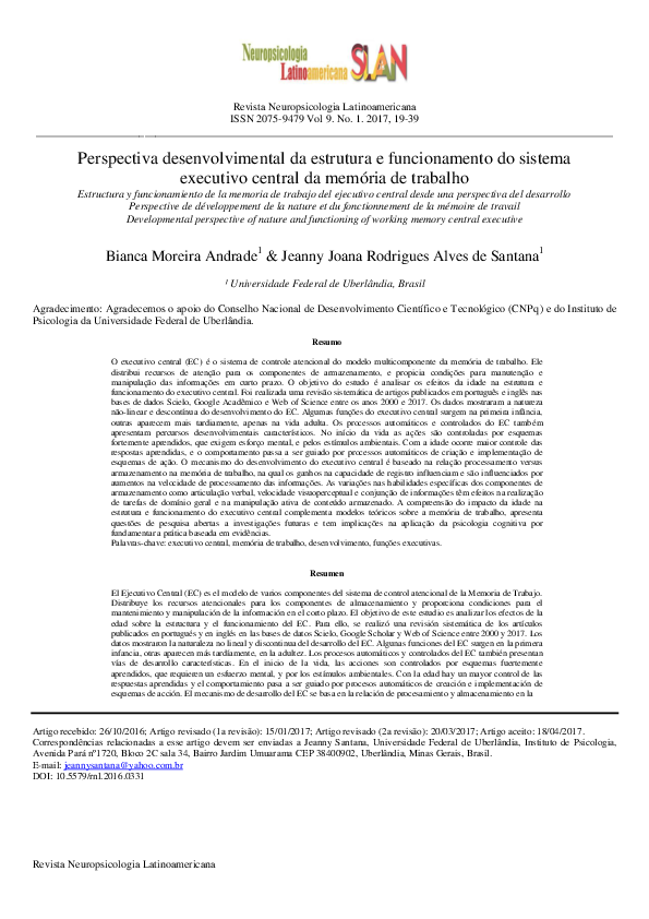 (PDF) Perspectiva desenvolvimental da estrutura e funcionamento do sistema executivo central da ...