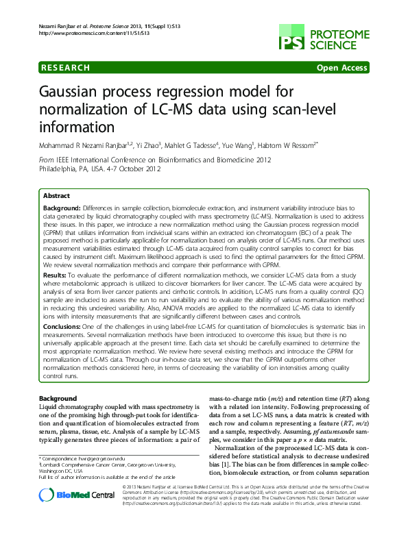 (PDF) GPRM Normalization Method for LC-MS Data Using Scan-Level Info