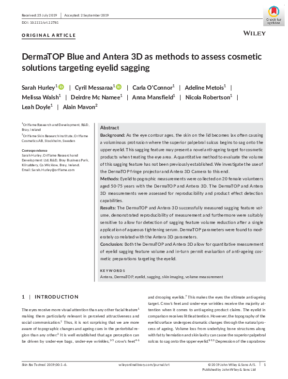 (PDF) DermaTOP Blue and Antera 3D as methods to assess cosmetic ...