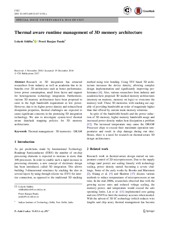 Pdf Thermal Aware Runtime Management Of 3d Memory Architecture