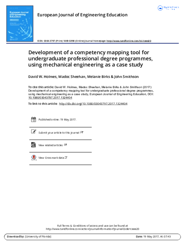 (PDF) Development of a competency mapping tool for undergraduate professional degree programmes ...