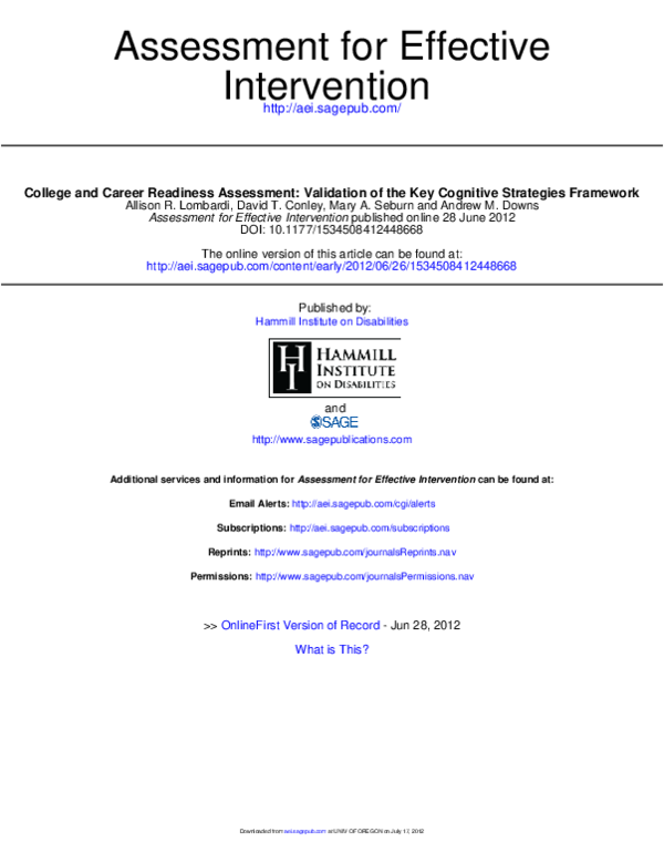 (PDF) College and Career Readiness Assessment