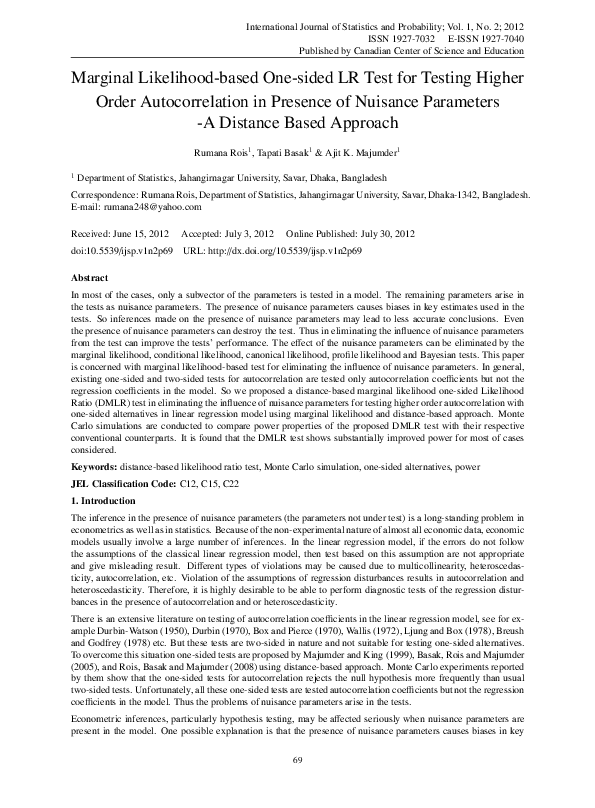 (PDF) Marginal Likelihood-based One-sided LR Test for Testing Higher ...