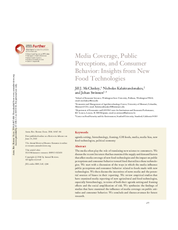 (PDF) Media Coverage, Public Perceptions, and Consumer Behavior ...