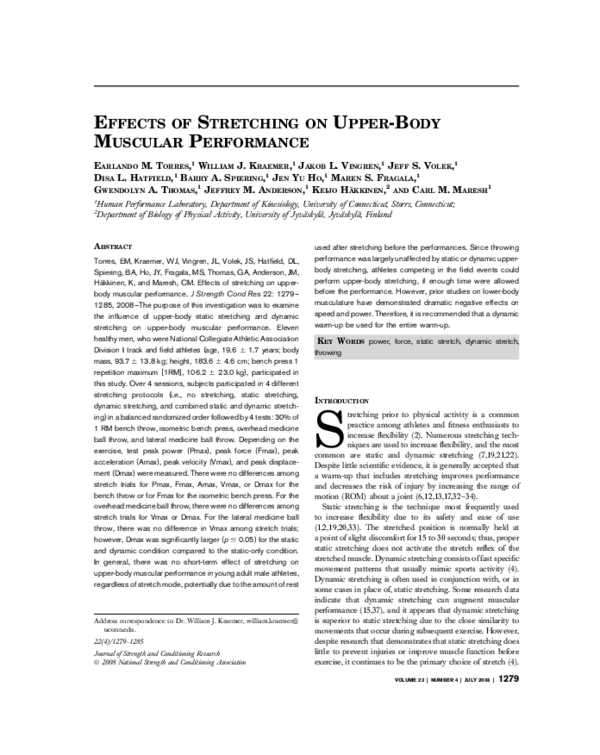 (PDF) Effects of Stretching on Upper-Body Muscular Performance | Disa ...