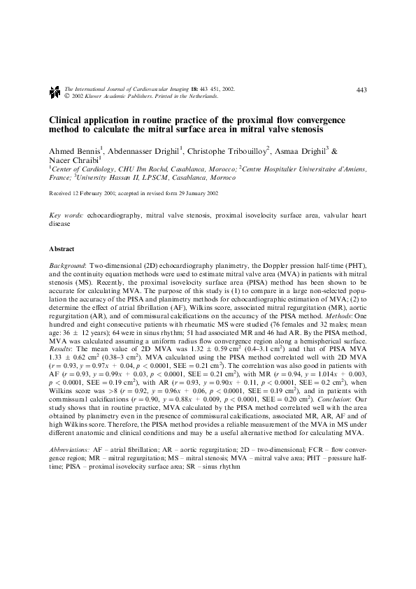 (PDF) Clinical application in routine practice of the proximal flow convergence method to ...