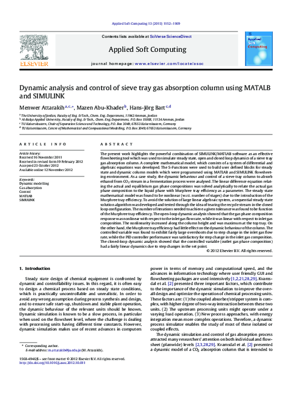 (PDF) Dynamic analysis and control of sieve tray gas absorption column ...