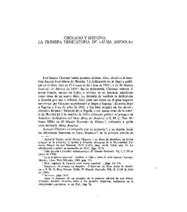 (PDF) Chocano y Heredia: La primera dedicatoria de Alma América