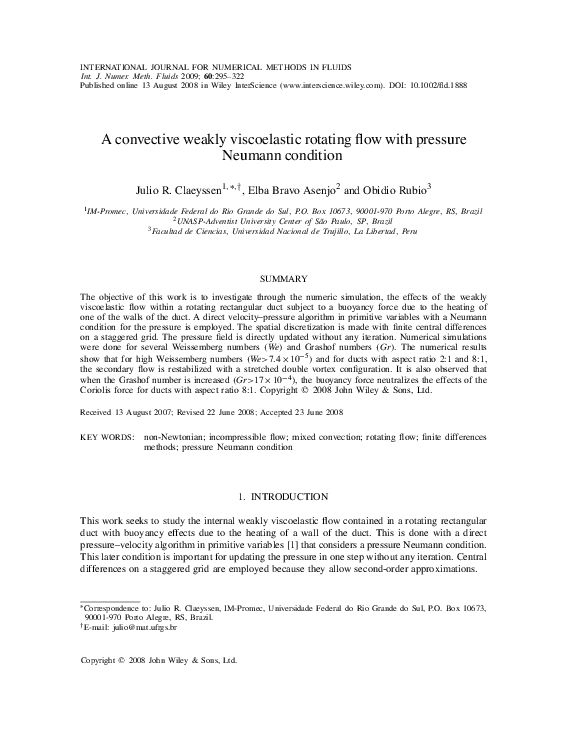 (PDF) A convective weakly viscoelastic rotating flow with pressure ...
