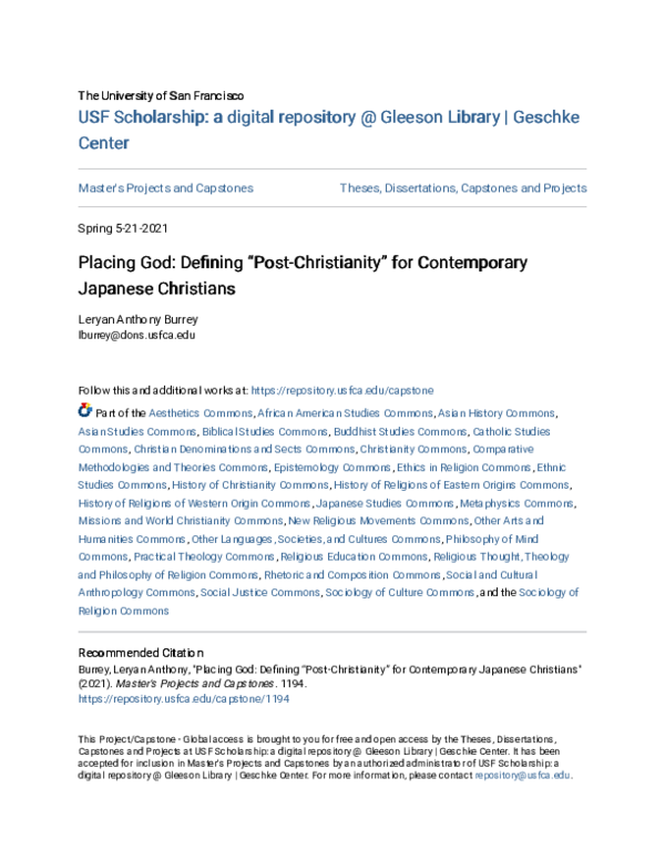 (PDF) Placing God: Defining “Post-Christianity” for Contemporary ...