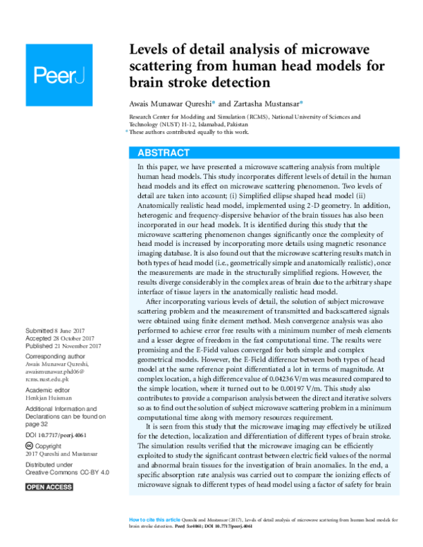(PDF) Levels of detail analysis of microwave scattering from human head models for brain stroke ...