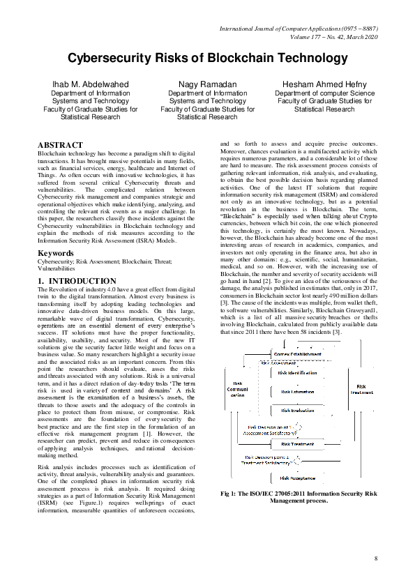 Pdf Cybersecurity Risks Of Blockchain Technology